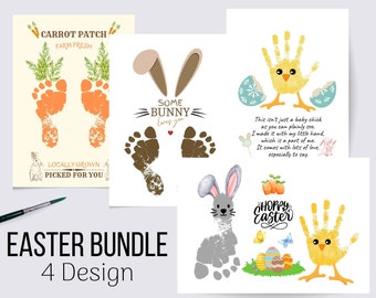 Happy Easter Handprint Footprint Art Craft Bundle, Easter Craft for ...