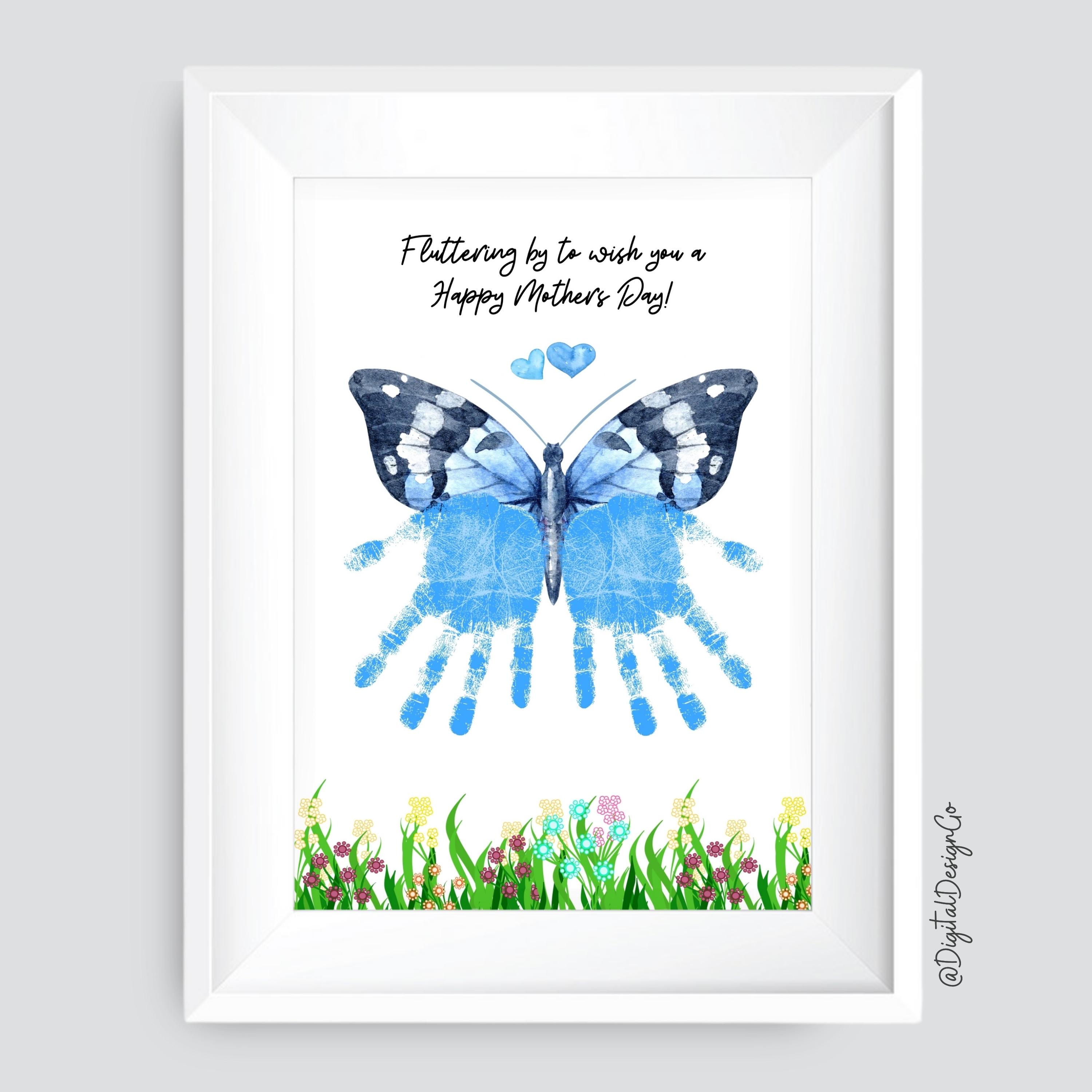 Fluttering by to Wish You a Happy Mothers Day, Butterfly Handprint ...