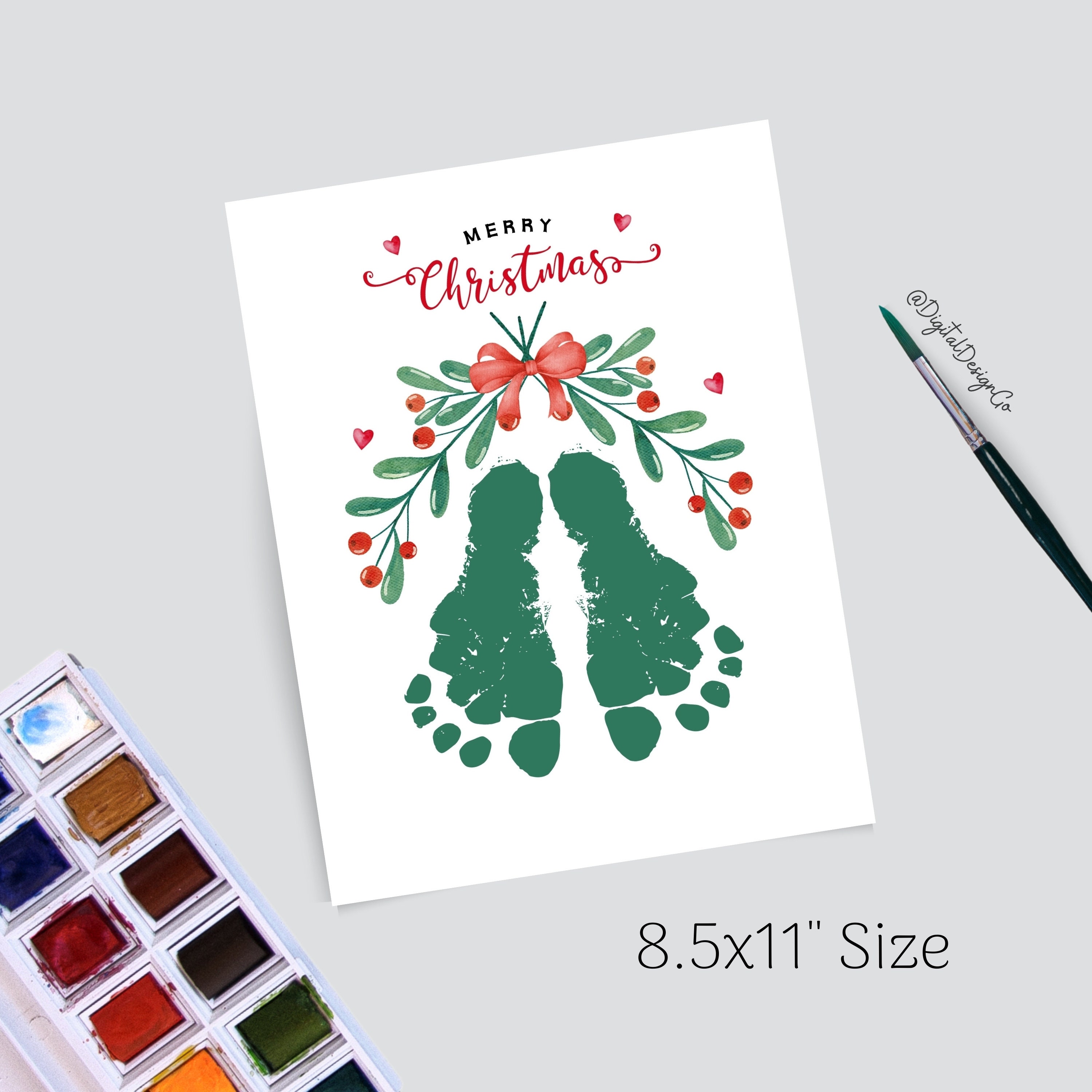 Merry Christmas Footprint Art, Mistletoe Footprint Craft for Kids Baby ...