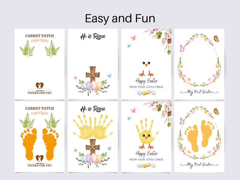 Easter Handprint Footprint Art Craft Bundle, Happy Easter Craft for ...