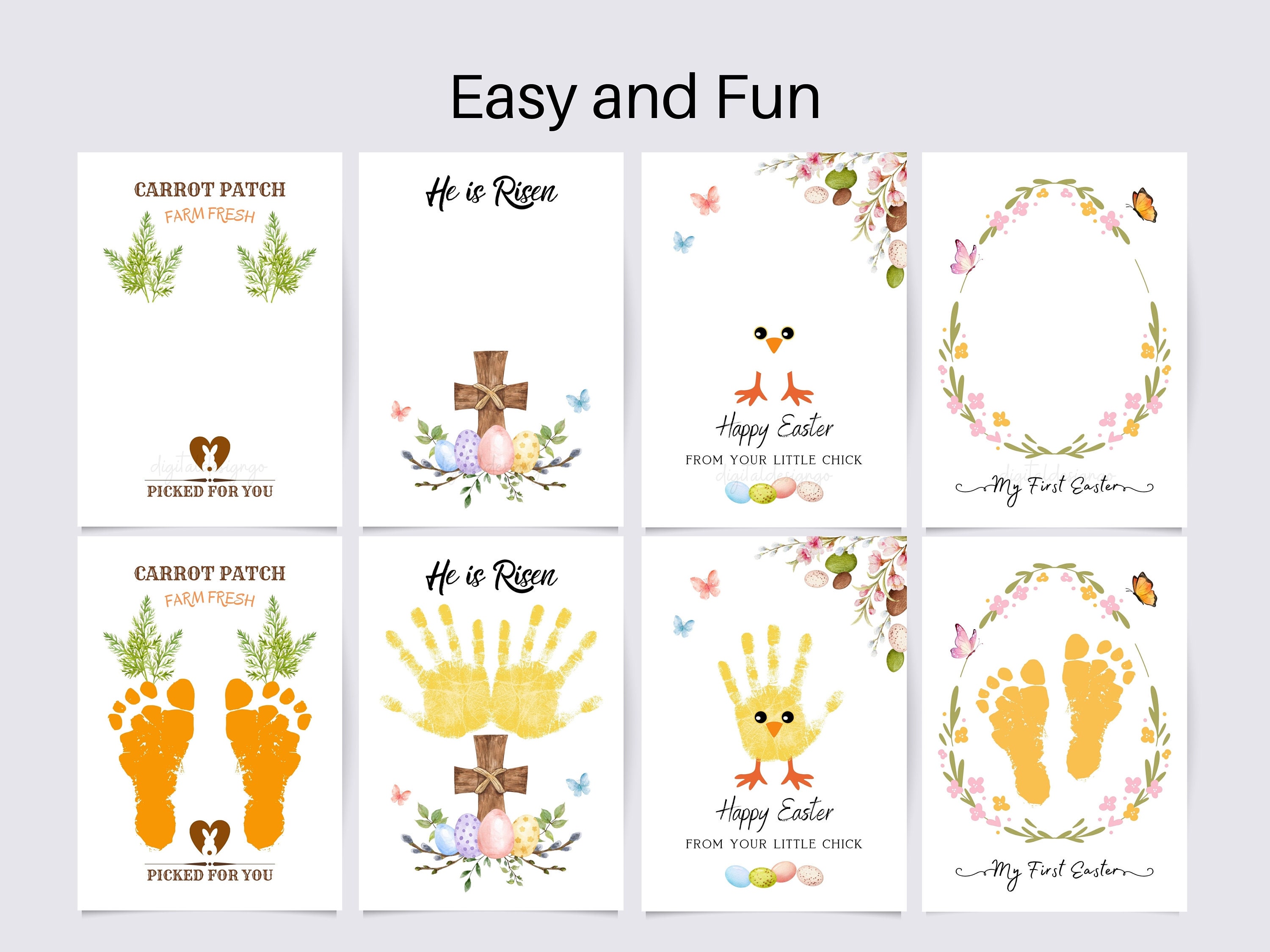 Easter Handprint Footprint Art Craft Bundle, Happy Easter Craft for ...