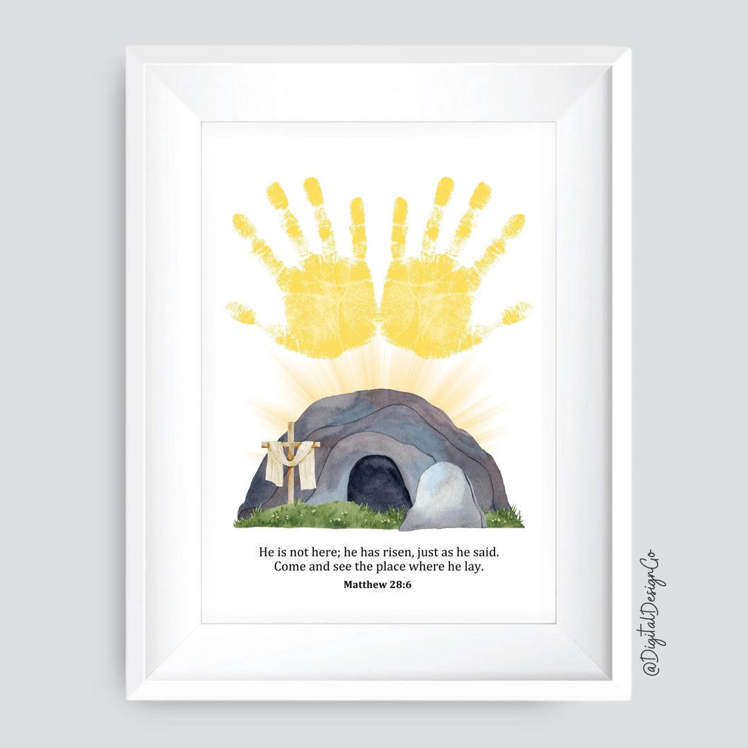 He is Risen Matthew 28:6, Easter Handprint Art Craft, Kids Baby Toddler ...