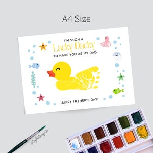 Father's Day Footprint Art, Lucky Ducky, Duck Footprint Craft for Kids ...