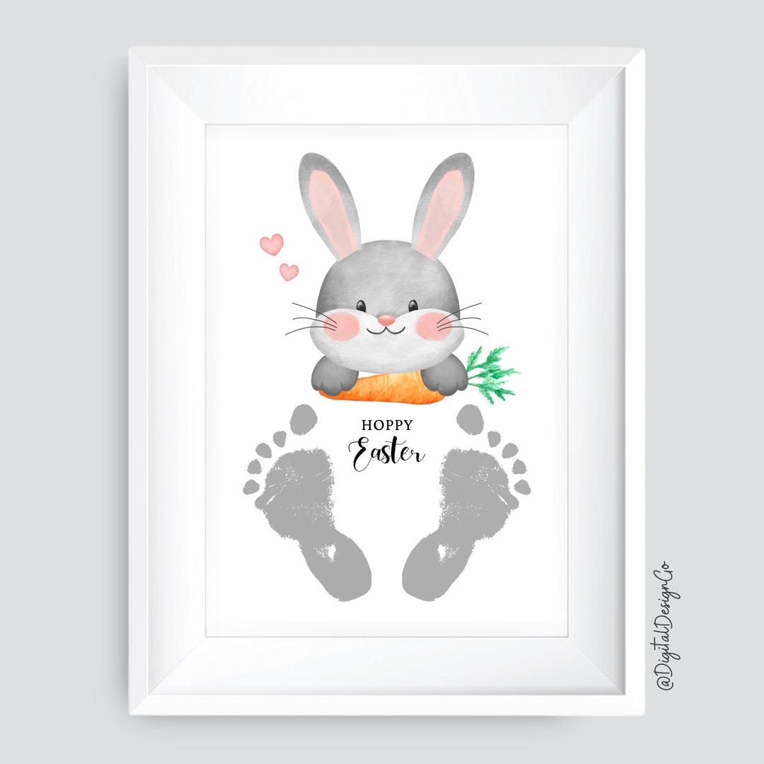 Hoppy Easter, Footprint Handprint Art Craft, Cute Bunny Feet, Baby ...