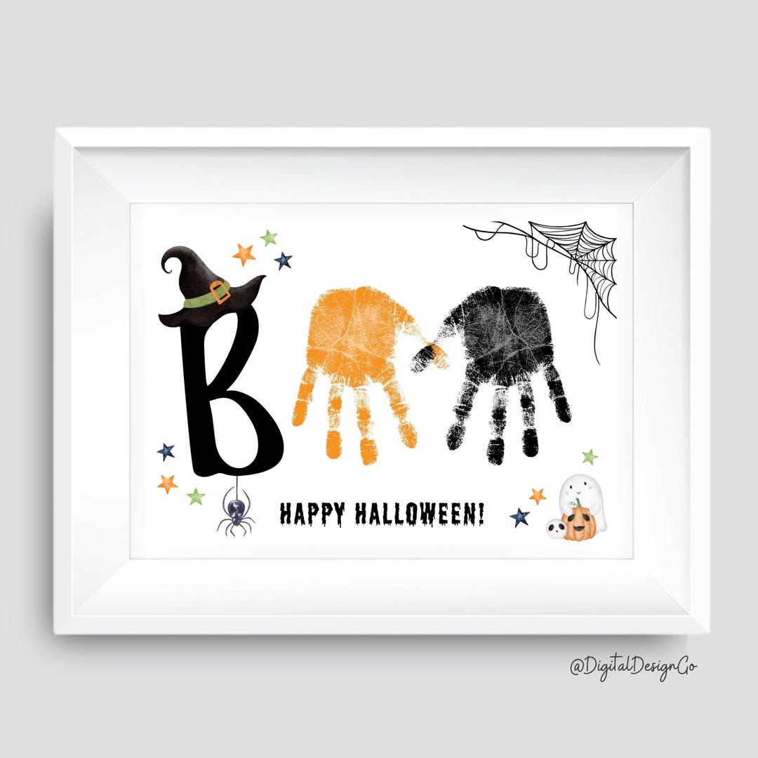 Halloween Handprint Art, Boo Craft, Happy Halloween, Kids Baby Toddler ...