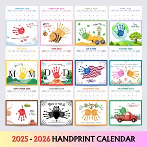 2025 2026 Handprint Calendar / Handprint Art Calendar / Kids Baby ...