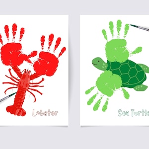 Sea Animals Handprint Art Bundle, Summer Handprint, Classroom Nursery ...