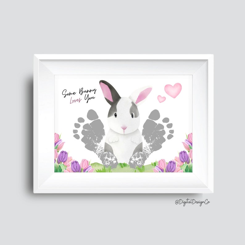 Easter Footprint Art Craft Some Bunny Loves You Tulip Bunny - Etsy
