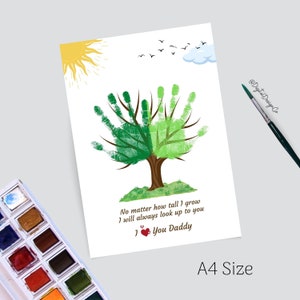 Father's Day Handprint Art Craft, Dad Birthday, Tree Handprint Craft ...