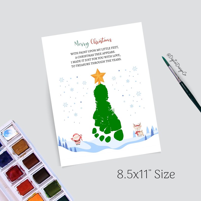 Christmas Tree Footprint Art Craft, Kids Baby Toddler, DIY Keepsake ...