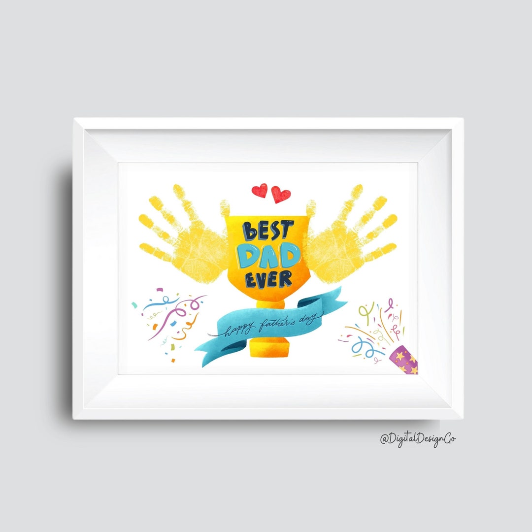 Fathers Day Handprint Craft, Best Dad Ever Cup, Happy Fathers Day, Kids ...