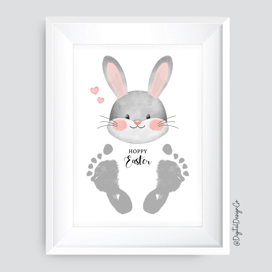 Hoppy Easter, Bunny Footprint Handprint Art Craft, Cute Bunny Feet ...