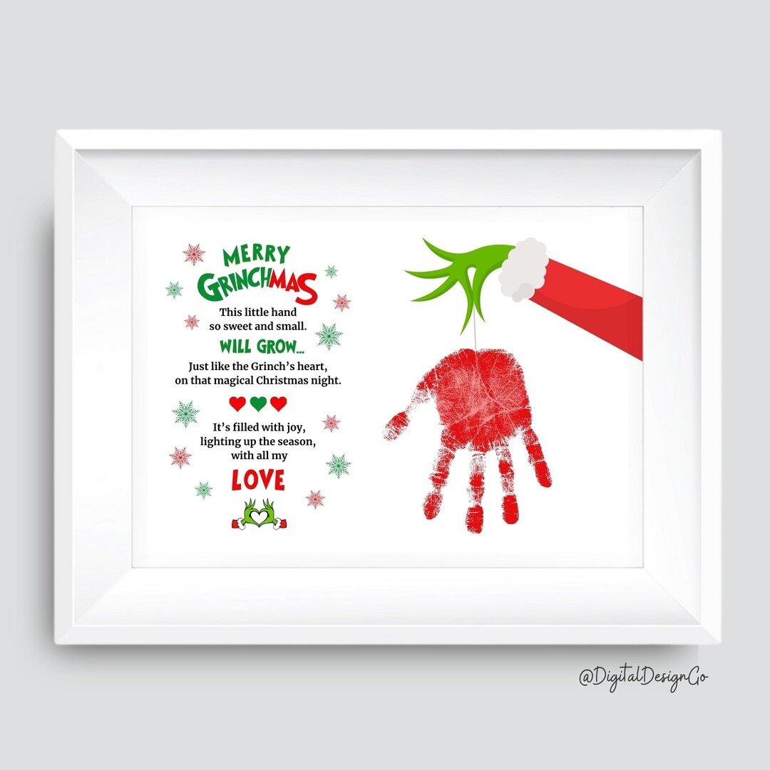 Christmas Grinch Handprint Art Craft, Kids Baby Toddler, School ...