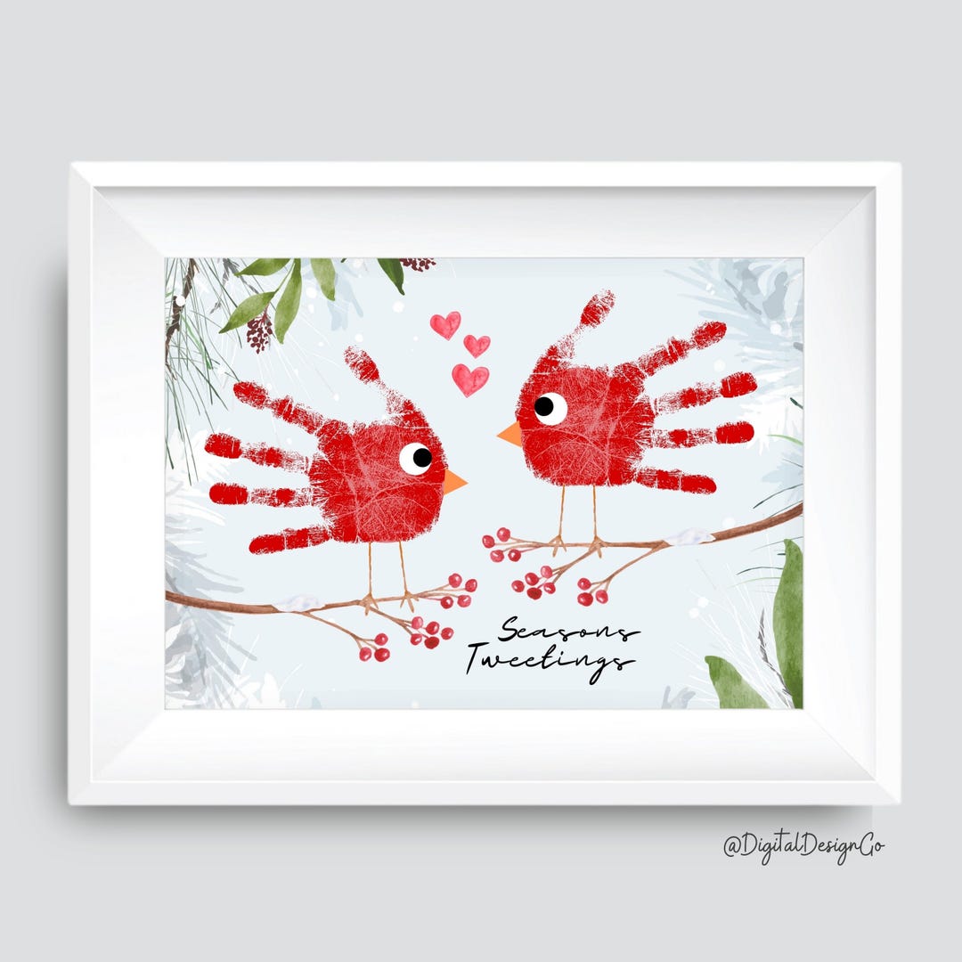 Christmas Handprint Art, Seasons Tweetings, Winter Cardinal Handprint ...