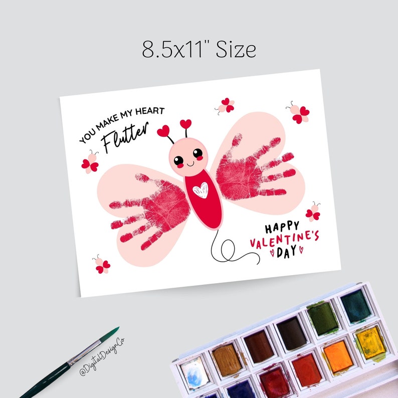 Butterfly Handprint Art Craft Happy Valentine's Day You - Etsy