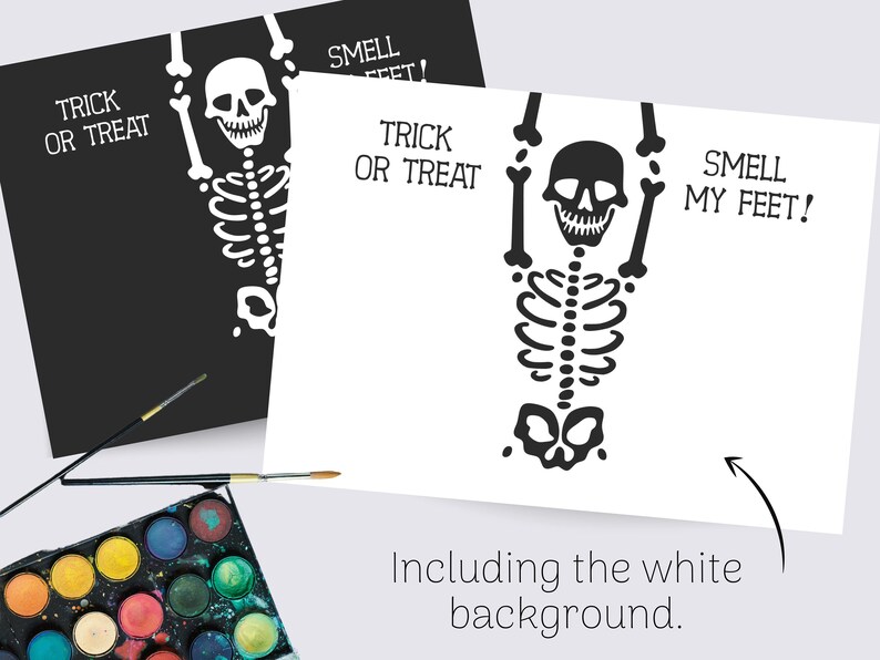 Halloween Footprint Art Skeleton Trick or Treat Smell My - Etsy