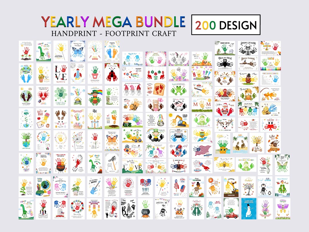 Yearly Mega Bundle, Handprint Footprint Art Craft, Full Year of Seasons ...