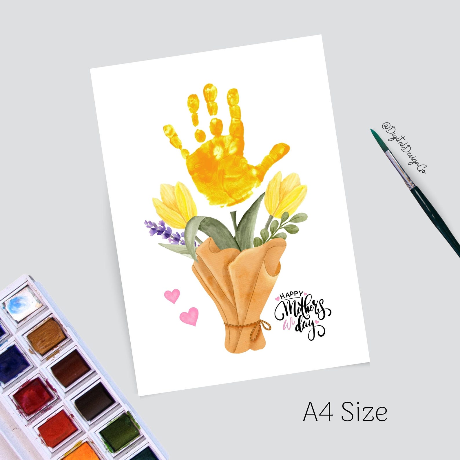 Mother's Day Handprint Art, Happy Mother's Day, Flower Handprint Craft ...