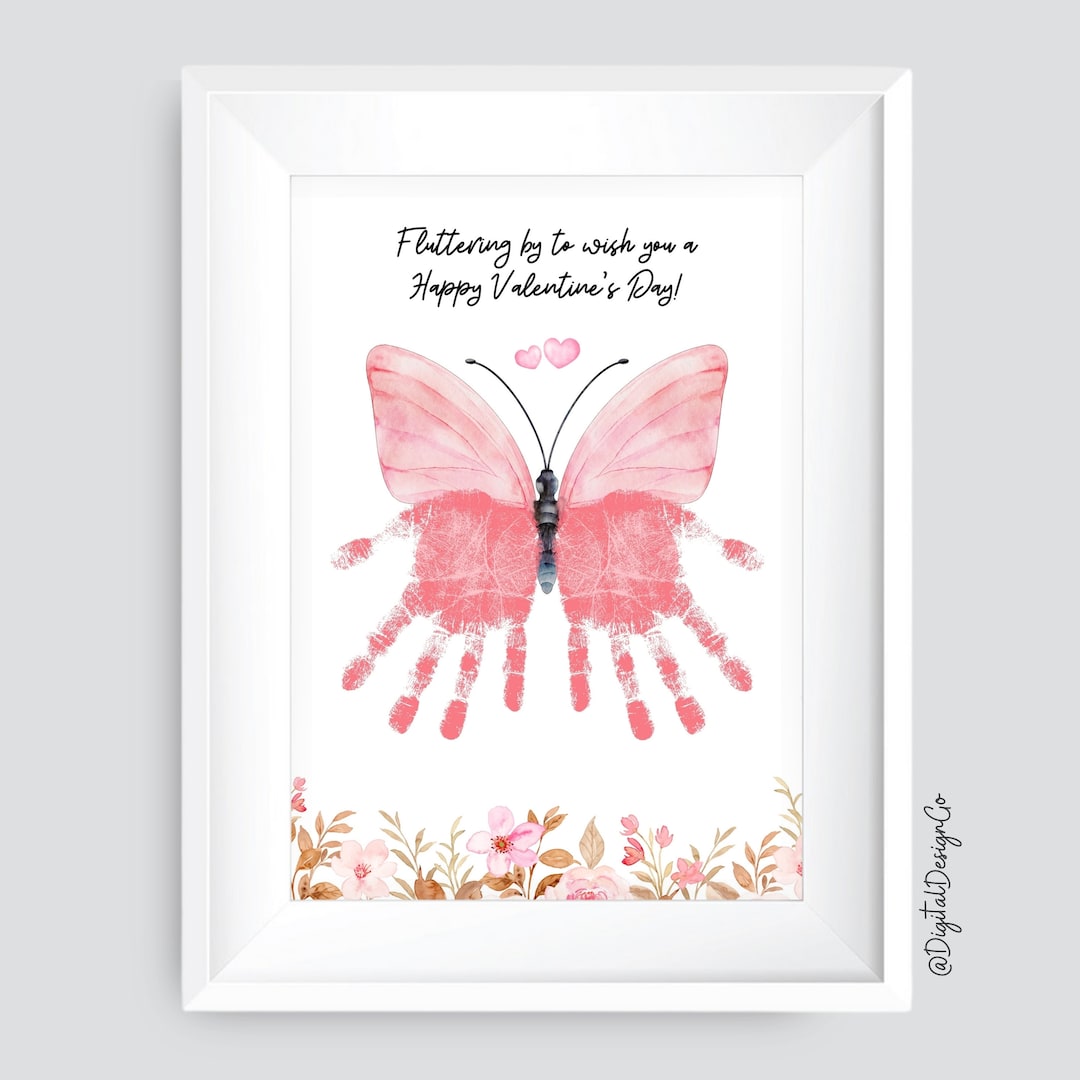 Butterfly Handprint Craft, Fluttering by to Wish You a Happy Valentines ...