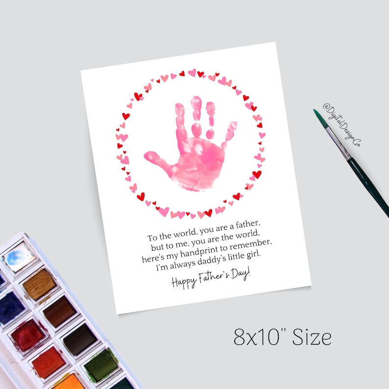 Father's Day Handprint Art, Little Girl Poem Handprint Craft, Kids Baby ...