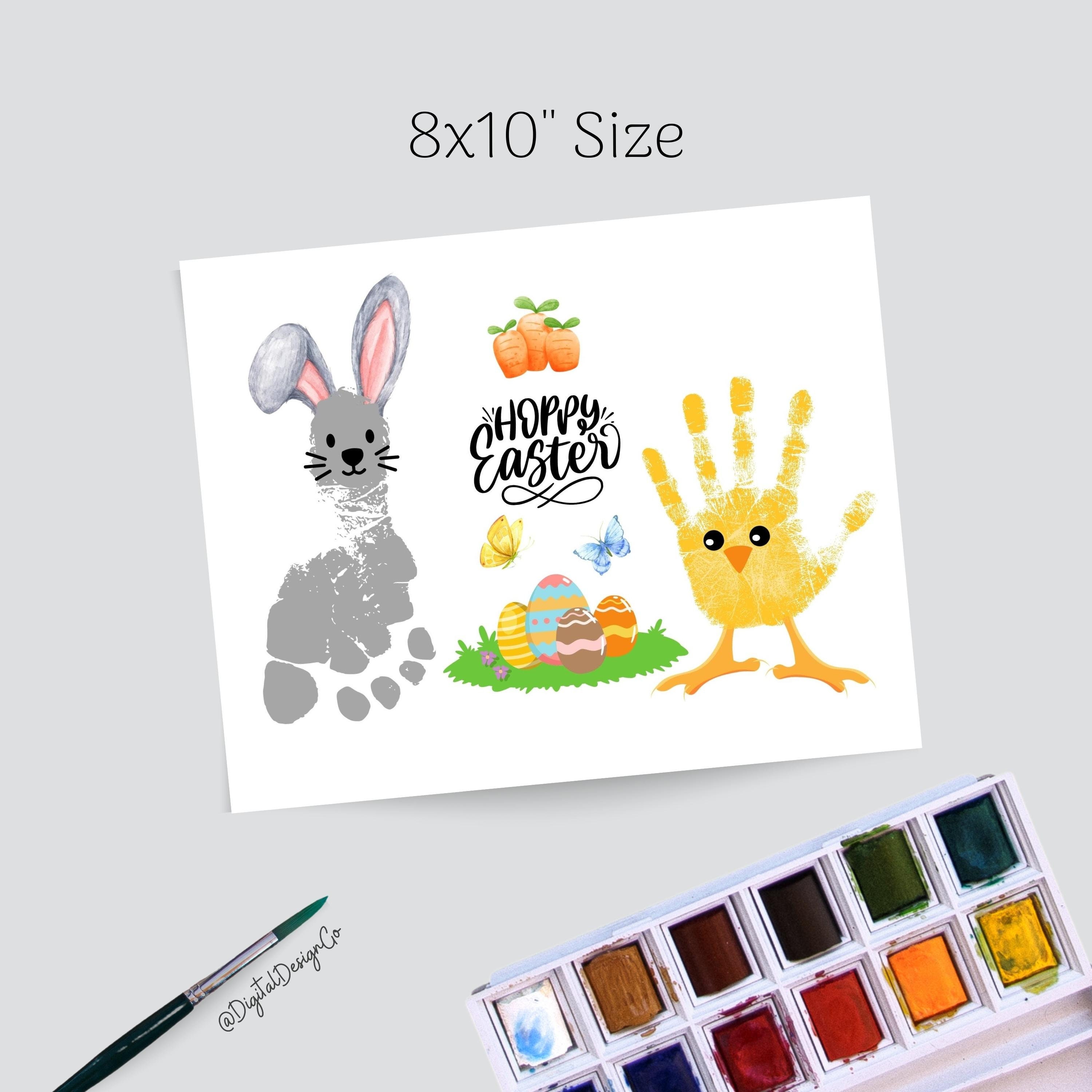 Hoppy Easter Footprint Handprint Art Craft, Easter Bunny Chick Craft ...