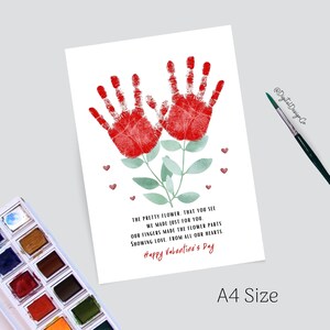 Flowers Handprint Art Craft, Poem - Our Hearts, Valentine's Day ...