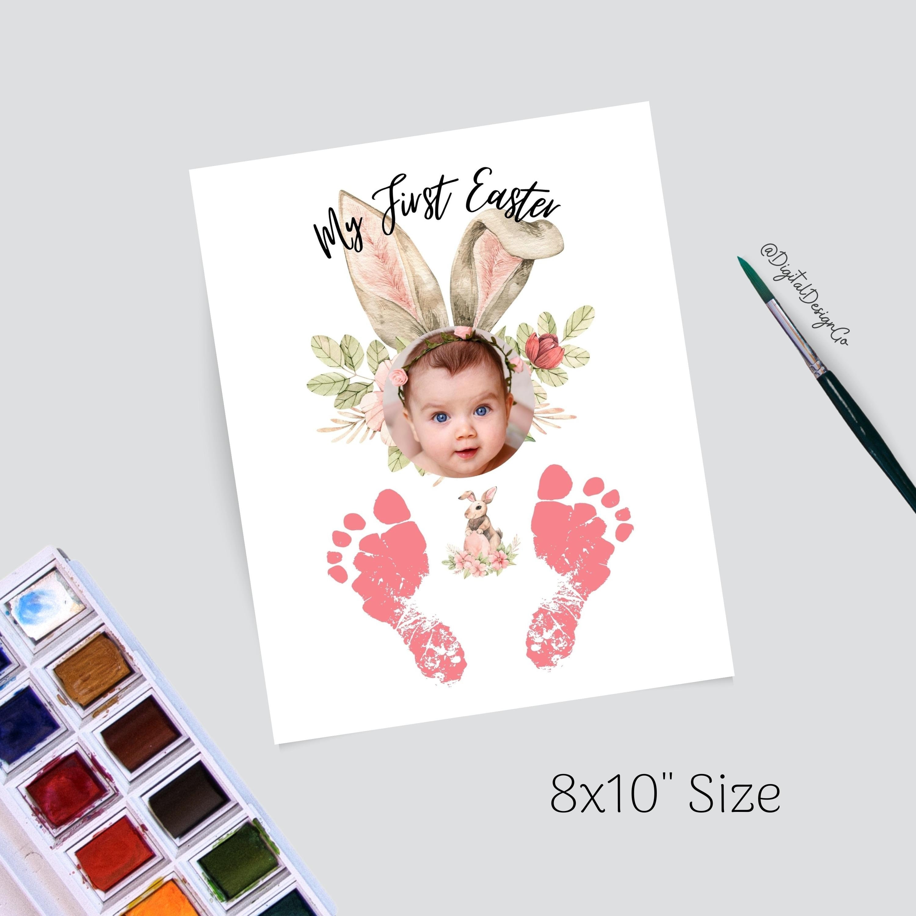 My First 1st Easter Baby Footprint Art Happy Easter Cute - Etsy