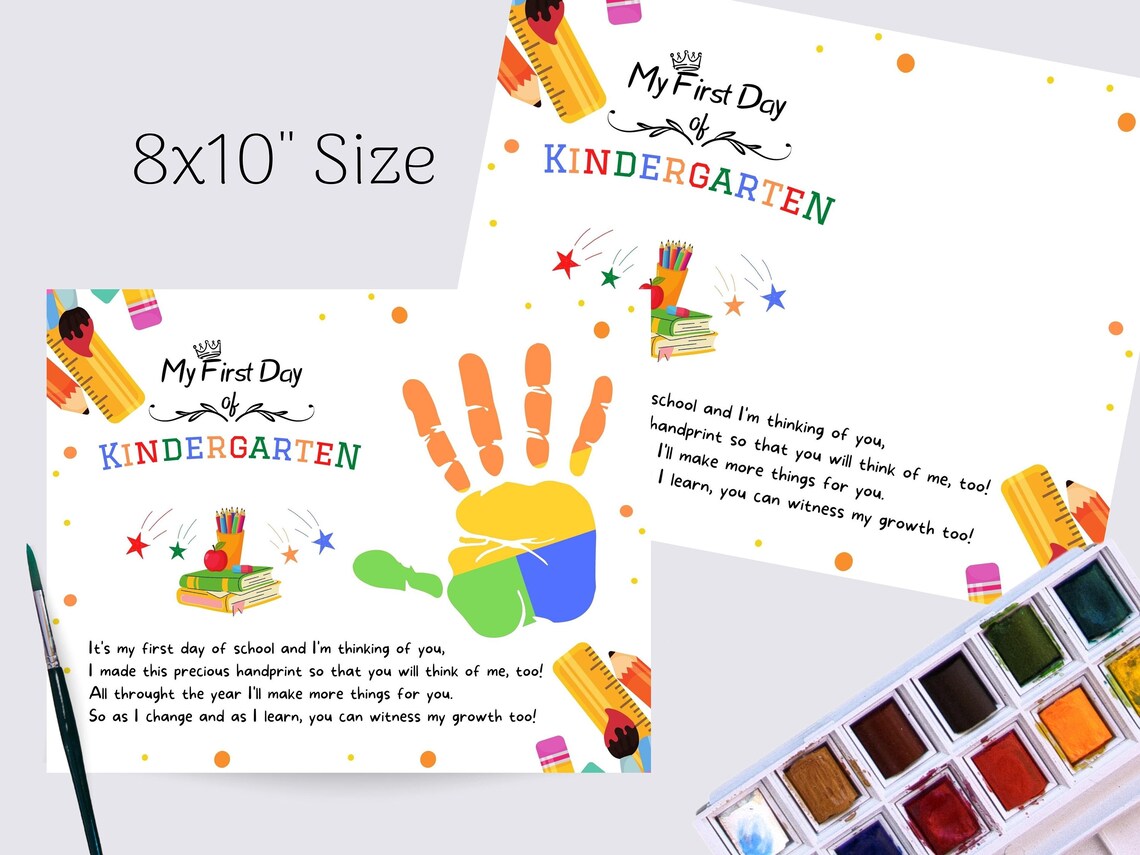 My First Day of Kindergarten Handprint Art Back to School - Etsy