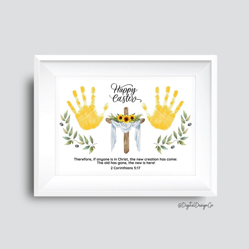 Easter Handprint Art Craft Happy Easter Cross 2 Corinthians - Etsy