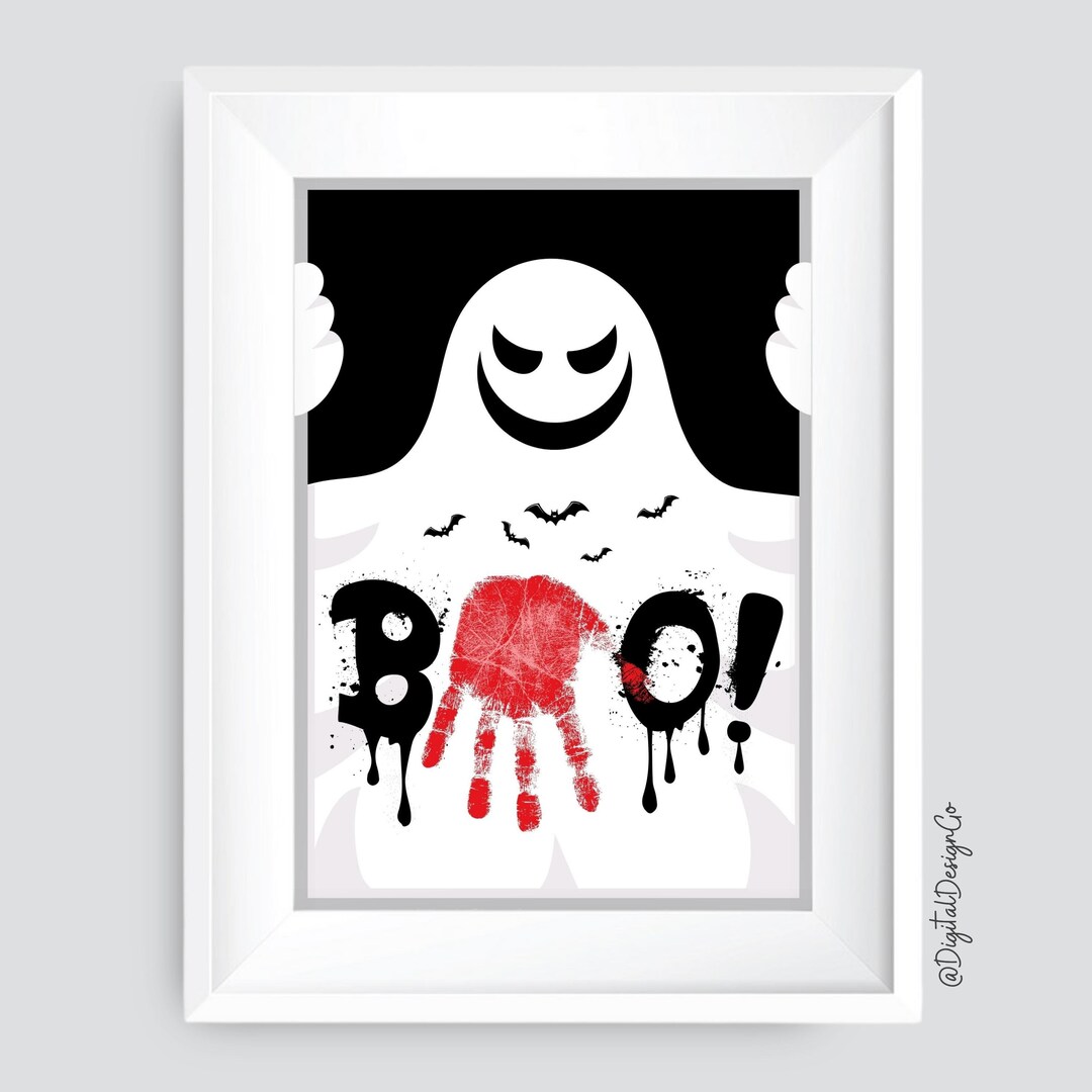 Boo Halloween Handprint Footprint Art Craft, Halloween, Ghost Handprint ...