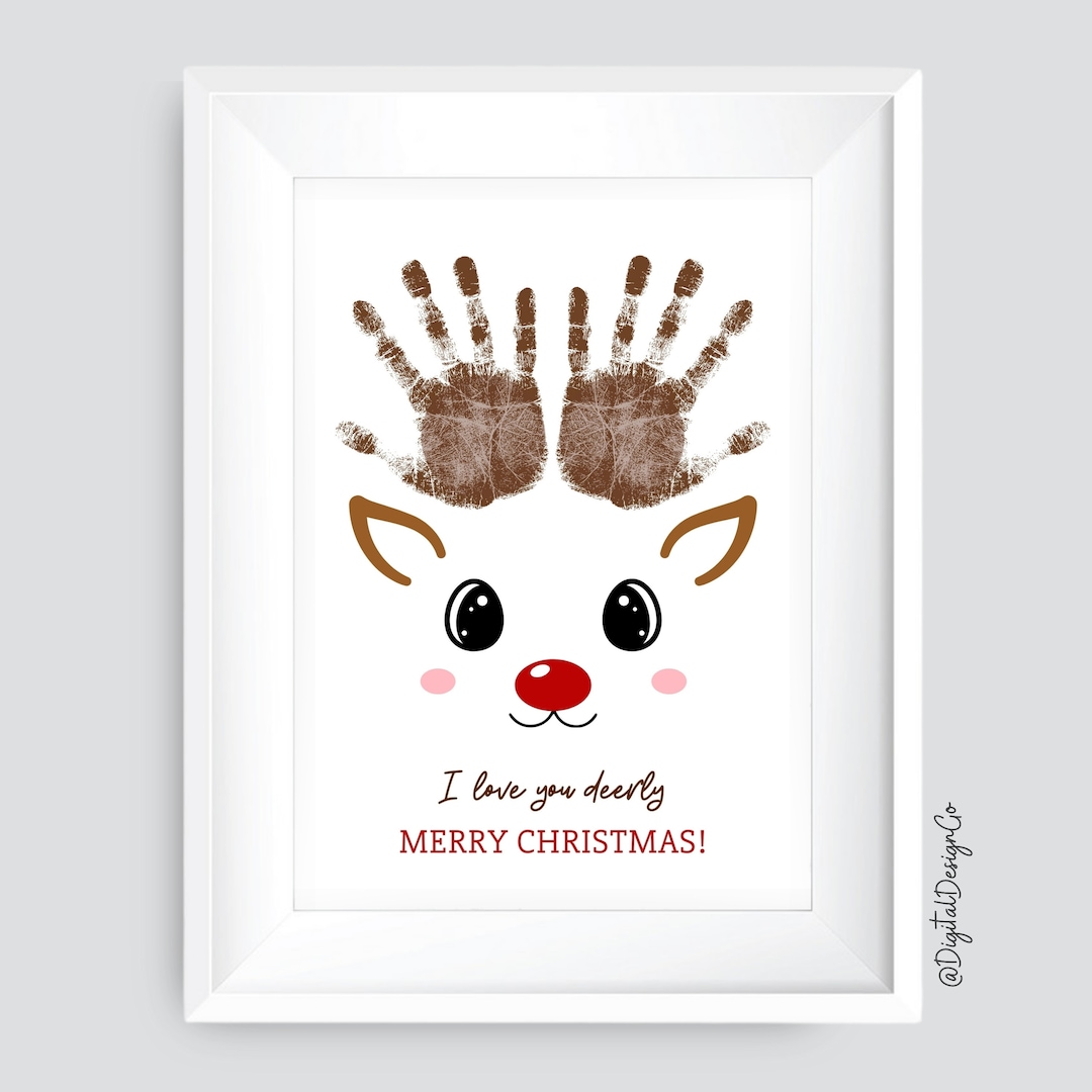 Christmas Handprint Art, I Love You Deerly, Christmas Reindeer Craft ...