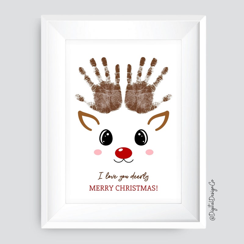 Reindeer Kids Handprint - Etsy UK