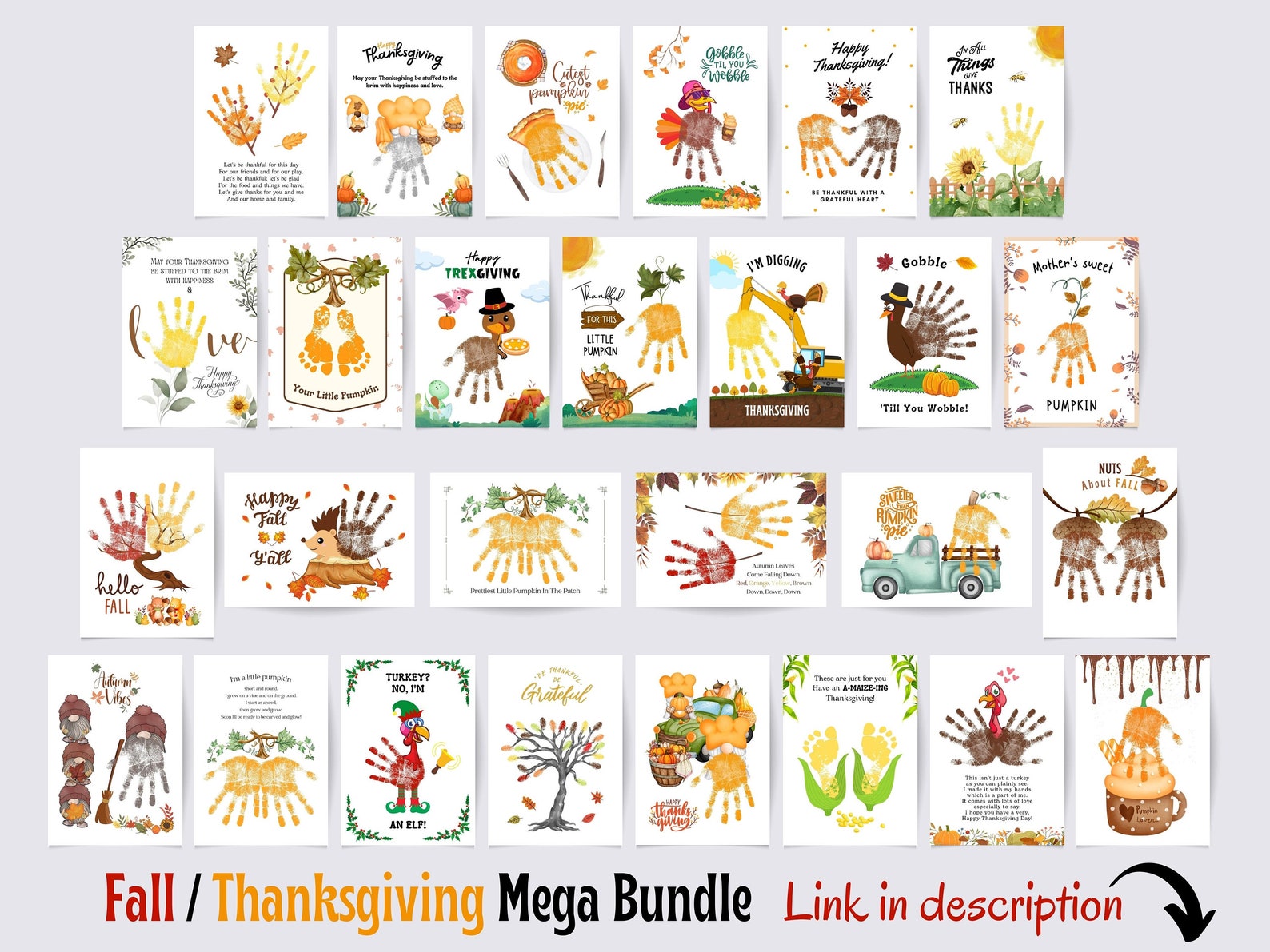 Thanksgiving Day Handprint Art Bundle Thanksgiving Handprint - Etsy