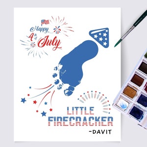 Little Firecracker Footprint Art, 4th of July Footprint Craft ...