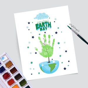 Earth Day Handprint Fingerprint Art Craft, Every Day is Earth Day, Kids ...