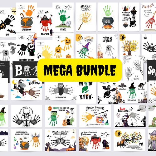 Halloween Handprint Footprint Craft Bundle Halloween - Etsy