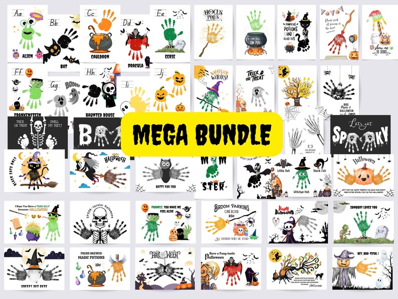 Halloween Handprint Footprint Art Mega Bundle Halloween - Etsy