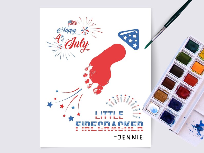 Little Firecracker Footprint Art 4th of July Footprint Craft - Etsy