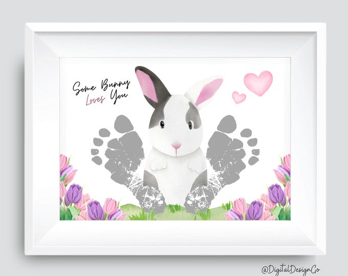 Easter Footprint Art Craft, Some Bunny Loves You, Tulip, Bunny ...