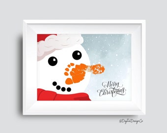 Snowman Carrot Handprint Footprint Art, Merry Christmas, Winter Snowman ...