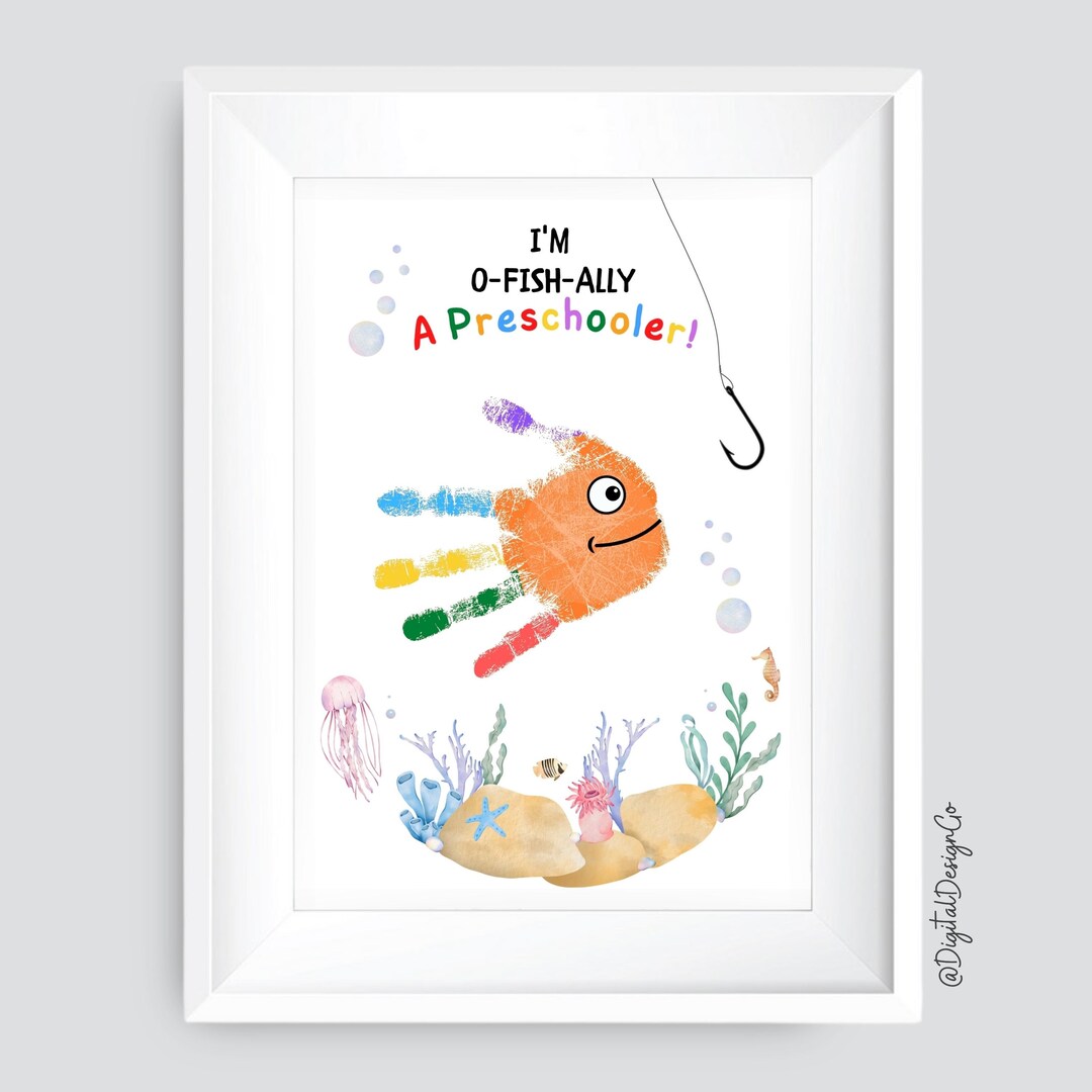 O FISH Ally a Preschooler, Fish Handprint Art Craft, First Day of ...