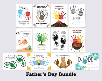 25 Design Fathers Day Handprint Footprint Keepsake for Dad, DIY ...