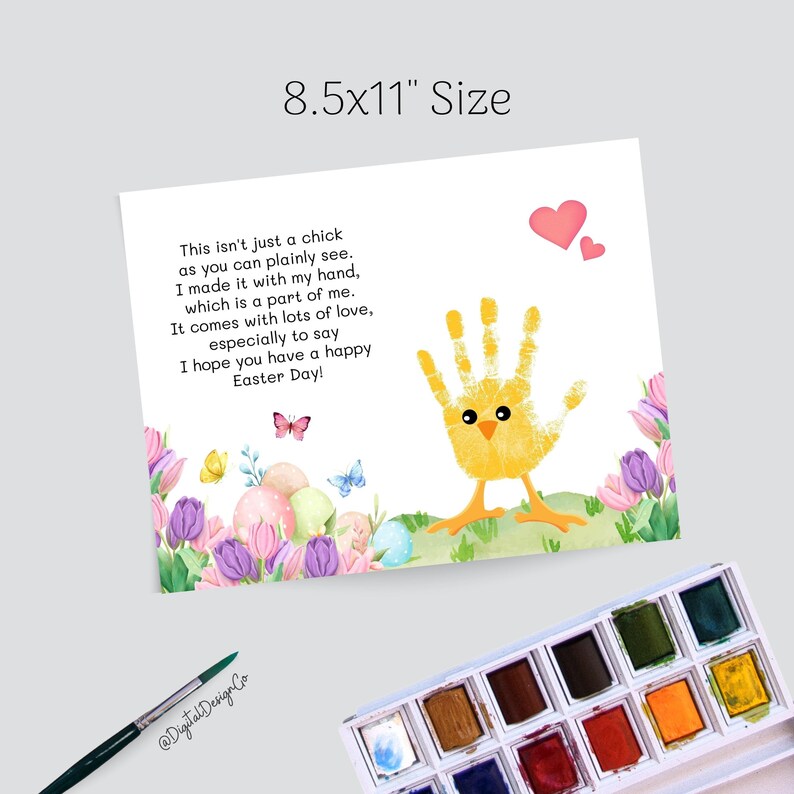 Easter Handprint Art Craft Poem Happy Easter Chick - Etsy