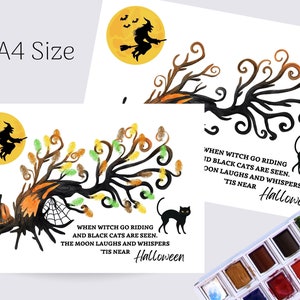 Halloween Tree Handprint Fingerprint Art, Poem, Happy Halloween ...