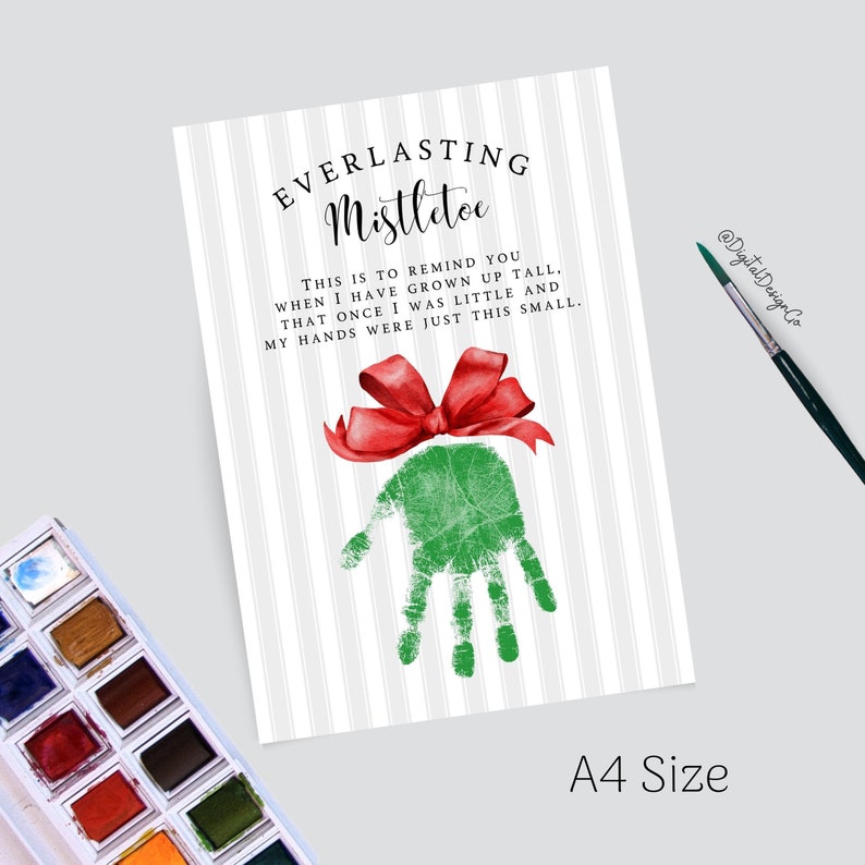 Christmas Mistletoe Handprint Art Craft, Christmas Xmas Craft for Kids ...