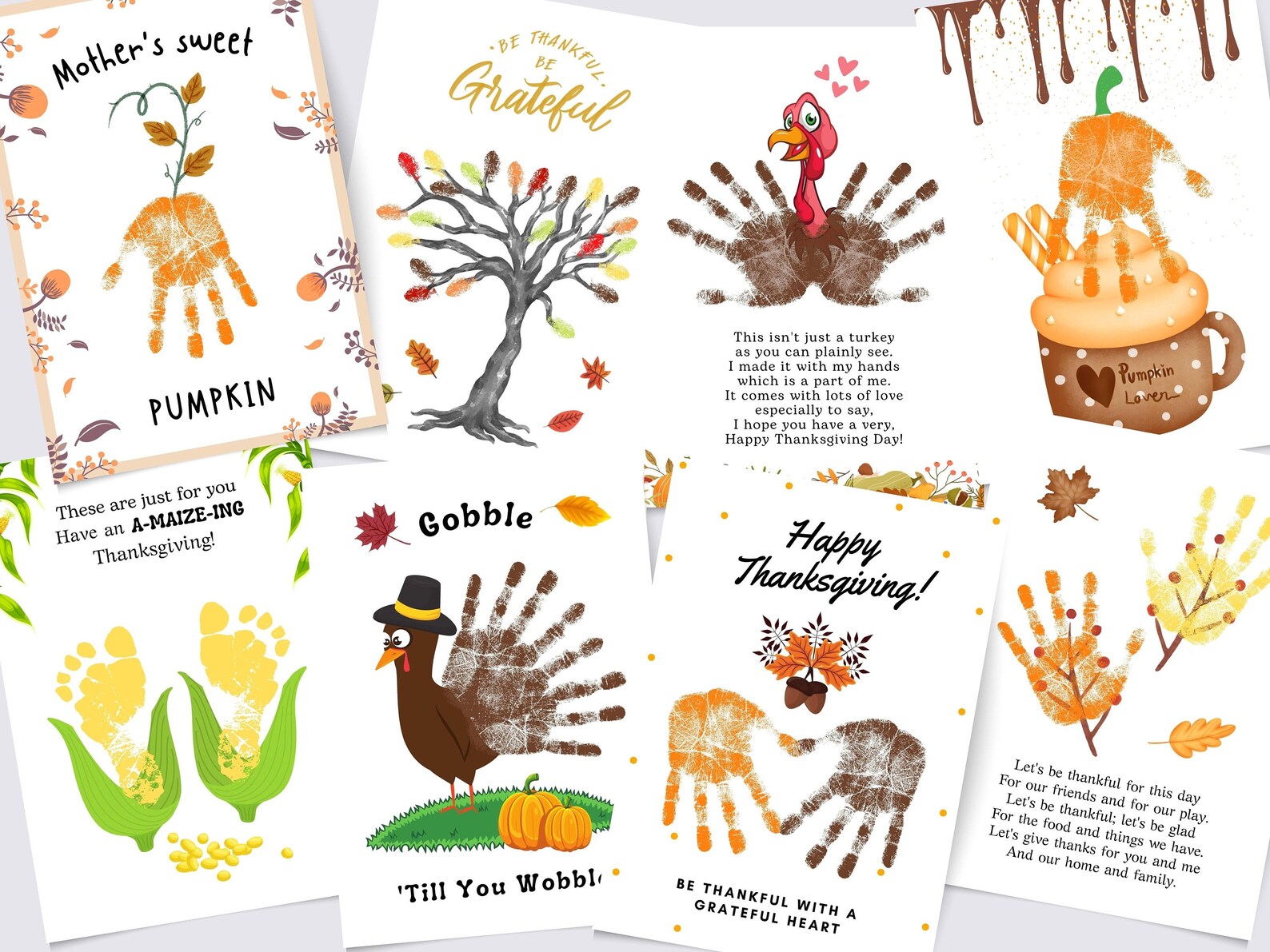 Thanksgiving Handprint Footprint Craft Bundle Thanksgiving - Etsy