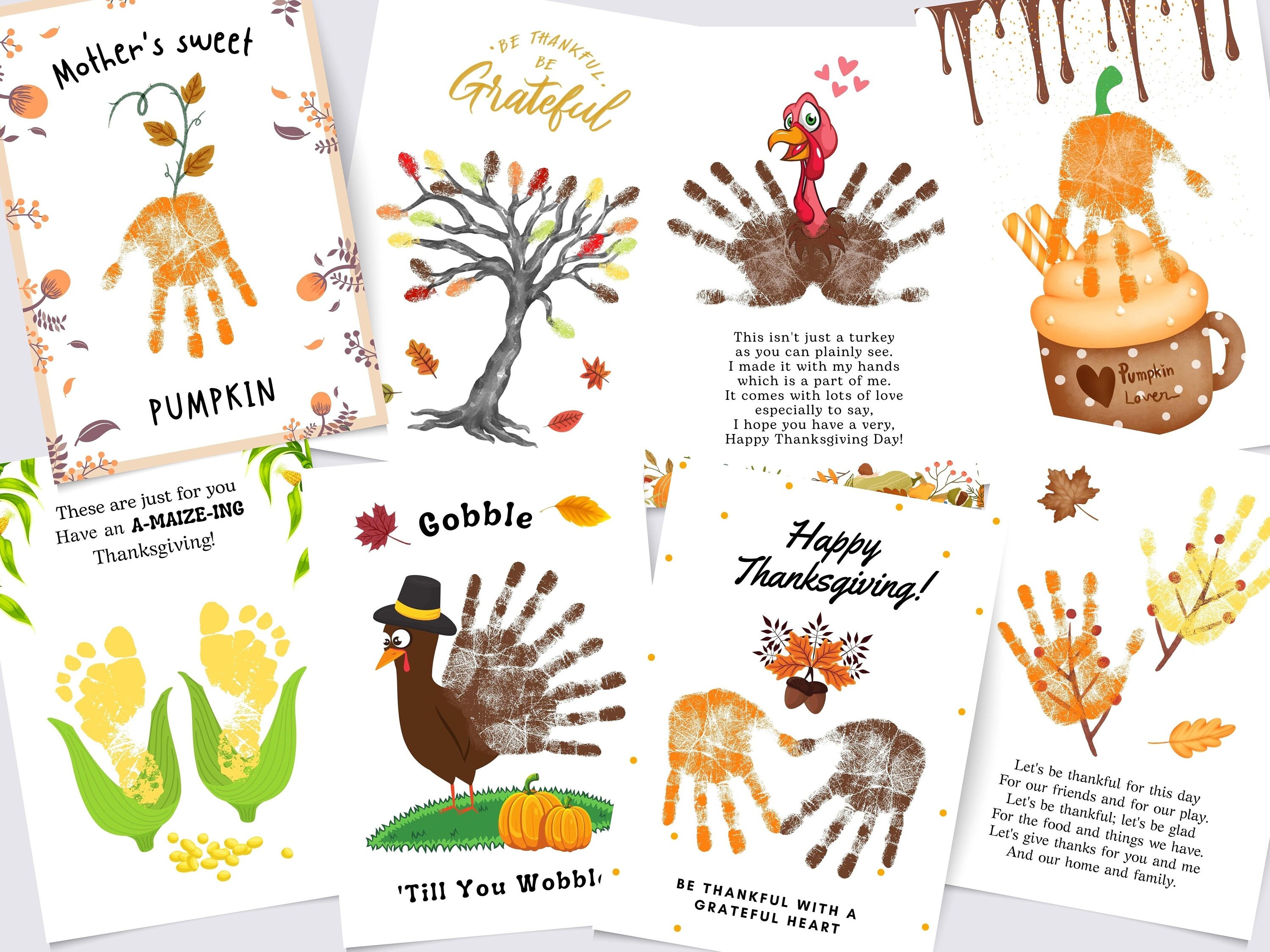 Thanksgiving Handprint Footprint Craft Bundle, Thanksgiving Handprint ...