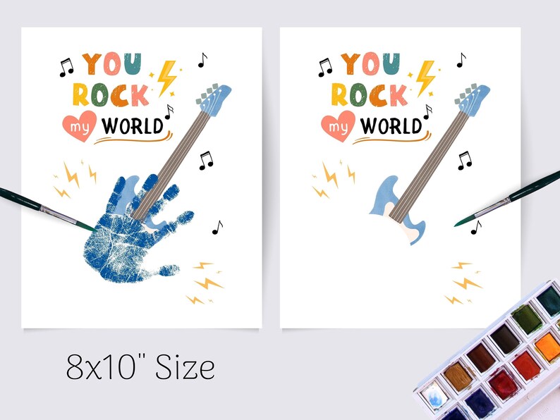 You Rock My World Guitar Handprint Art Craft Birthday Gift - Etsy