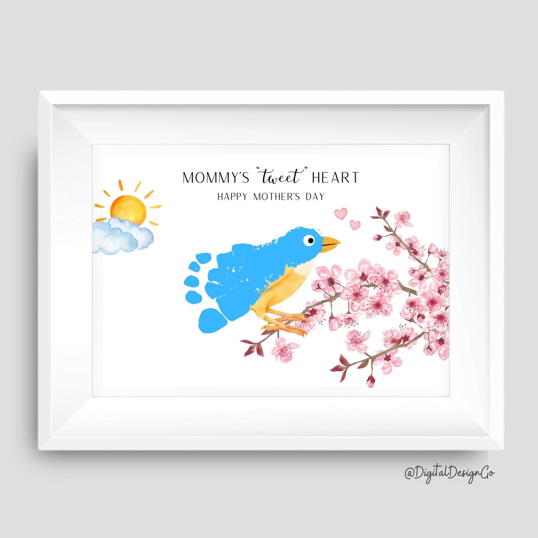 Mommy's Tweet Heart, Grandma's Tweet Heart, Bird Footprint Art Craft ...