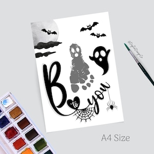 Halloween Footprint Art Craft, Boo to You, Halloween Craft, Ghost ...